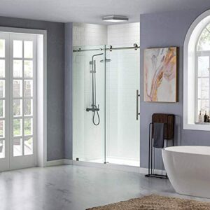 WOODBRIDGE MSDC4876-B Frameless Sliding Glass Shower Door | 44"-48"W x 76"H | Brushed Nickel Finish