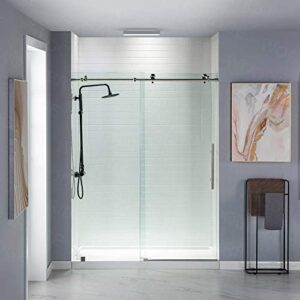 WOODBRIDGE MSDC4876-B Frameless Sliding Glass Shower Door | 44"-48"W x 76"H | Brushed Nickel Finish