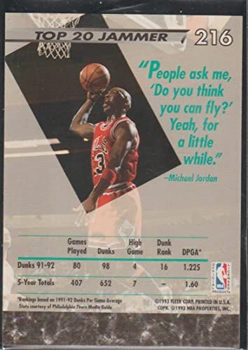 1992-93 Fleer Ultra #216 Michael Jordan Basketball Card - Top 20 Jammer