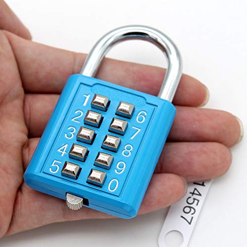 MIONI 10 Position Button Combination Padlock, 5 Position Locking Mechanism, bluexi15:18