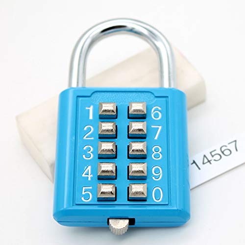 MIONI 10 Position Button Combination Padlock, 5 Position Locking Mechanism, bluexi15:18