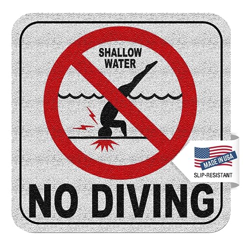 Aquatic Custom Tile - No Diving Pool Sign, 6x6 Inches No Diving Signs, Adhesive No Diving Pool Sticker, Vinyl No Diving Sticker, Swimming Pool Stickers, and Accessories, MADE IN USA - (1 Pack)