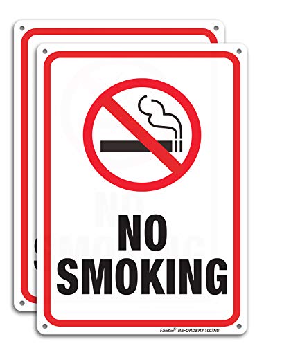 No Smoking Sign,2 Pack No Smoking Metal Reflective Signs - 10 x 7 .040 Rust Free Heavy Duty Aluminum Sign - UV Printed with Professional Graphics - Easy to Mount - Indoor & Outdoor Use