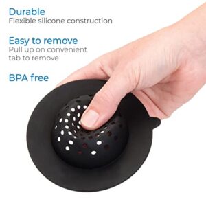 iDesign BPA-Free Flexible Silicone Kitchen Sink Strainer, 4.3" x 4.3" x 1.4", Black