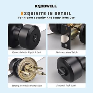 KNOBWELL 6 Pack Matte Black Door Knob Privacy Locking Door Knob, Bedroom/Bathroom Door Knobs with Lock Interior Use