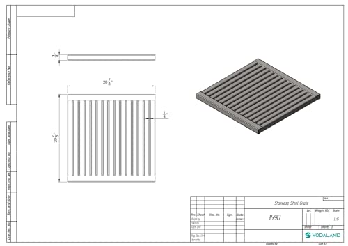 Vodaland - 22x22 inch Stainless Steel Catch Basin ADA/Heel Proof C class Package