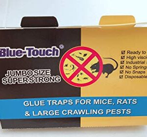 Blue-Touch Extra Large Strong Rats Glue Traps, Peanut Butter Scented Glue Boards for Mouse,Rats, mice, Snakes and Crawling pests. Jumbo Size 12.5 x5.8 inches, 1.75 OZ – 12 Traps