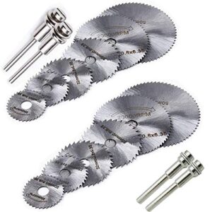 qisf 16pcs hss saw blades rotary tool circular saw blade set mandrel - 1/8" (3.175mm) and 1/4" (6.0mm) shank for dremel, proxxon drill rotary tools