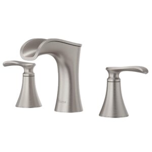 pfister jaida bathroom sink faucet, 8-inch widespread, 2-handle, 3-hole, spot defense brushed nickel finish, lf049jdgs