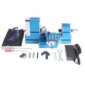 Mini Metal Lathe Machine DIY Tool Benchtop Wood Lathe Woodworking for Hobby Sience Education Modelmaking, AC110V-240V50/60HZ