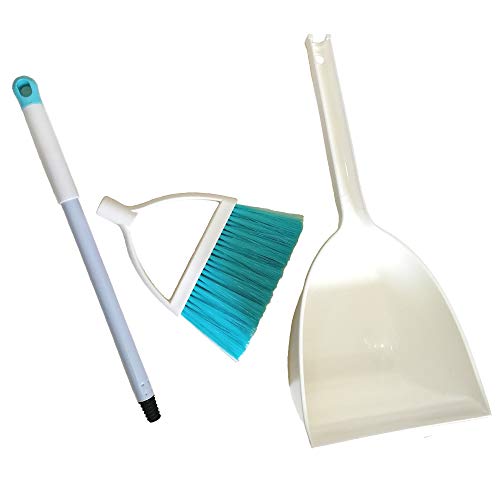 Qidiwin Mini Broom&Dustpan, Home&Kitchen Sweeping for Kids(White+Blue)