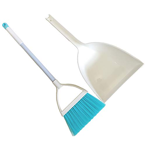 Qidiwin Mini Broom&Dustpan, Home&Kitchen Sweeping for Kids(White+Blue)