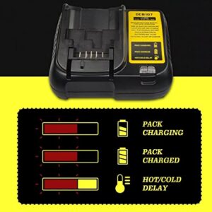 Replacement for Dewalt DCB107 10.8V-20V Max Lithium Charger Compatible with Dewalt DCB120 DCB127 DCB207 DCB206 DCB204 DCB200-2 DCB200 DCB180