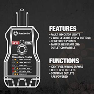 Southwire 40022S Receptacle Tester, Black