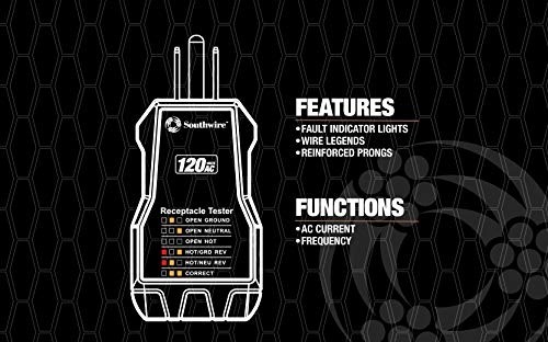 Southwire 40022S Receptacle Tester, Black