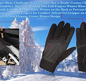 Rebz Wheelchair Disability Mobility Full Finger Gloves Breathable and Non-Slip Material for Good Grip Lightweight Adjustable Strap for Men and Women (Medium)