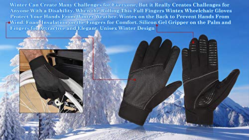 Rebz Wheelchair Disability Mobility Full Finger Gloves Breathable and Non-Slip Material for Good Grip Lightweight Adjustable Strap for Men and Women (Medium)