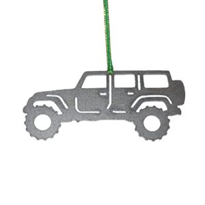 metal off road christmas ornament perfect for 4 door jeep owners (dark grey-bare metal)