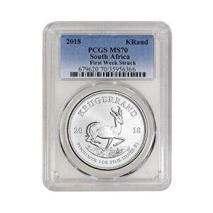 2018 SA Silver Krugerrand 1 oz MS70 PCGS - First Strike 1 Rand MS-70 PCGS