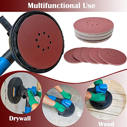 30 PCS 9 Inch 8 Hole Drywall Sanding Discs Set- 80 100 120 180 240 400 Grits, SACKORANGE 9" Hook-and-Loop Aluminum Oxide Abrasive Sander Discs Sander Paper for Power Drywall Sander