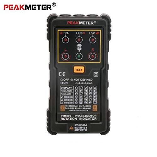 PEAKMETER PM5900 3 Motor Rotation Indicator Meter Sequence Tester Rotary Field Indicator 3 Phase System Motor Testing Multimetro