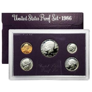 1986 s proof set 5 coin set ogp original government proof