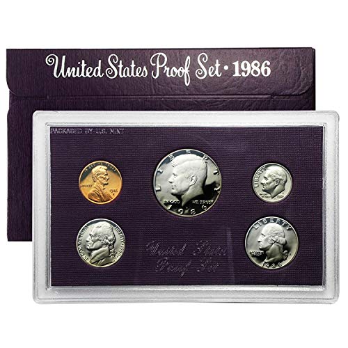 1986 S Proof Set 5 Coin Set OGP Original Government Proof