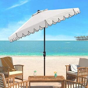 safavieh pat8010e collection venice white and black single scallop 9ft crank outdoor push button tilt umbrella