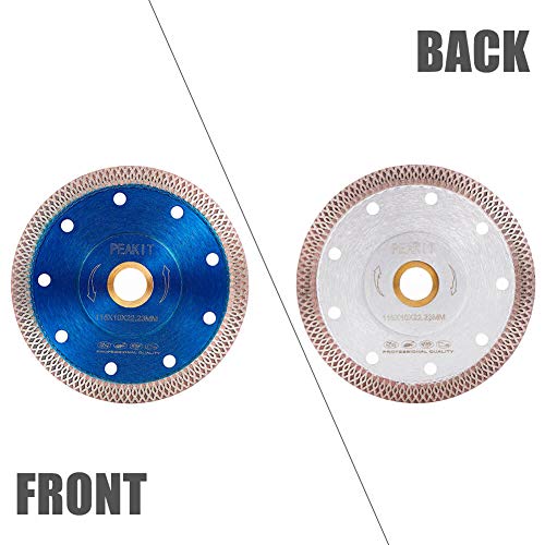 PEAKIT Tile Cutter Blade 4.5 Inch Porcelain Diamond Blade Ceramic Cutting Disc Wheel for Angle Grinder, Reversible Color