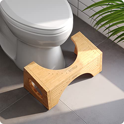 Squatty Potty The Original Toilet Stool - Bamboo Flip, 7" and 9" Adjustable Heights, Brown - Improve Bathroom Posture and Comfort