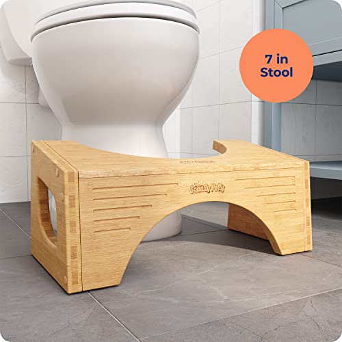 Squatty Potty The Original Toilet Stool - Bamboo Flip, 7" and 9" Adjustable Heights, Brown - Improve Bathroom Posture and Comfort