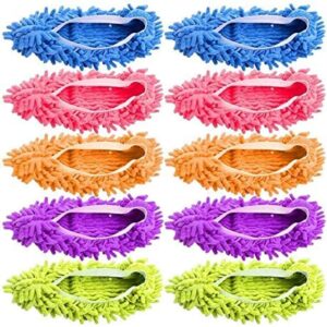 tamicy mop slippers shoes 5 pairs (10 pieces) - microfiber cleaning house mop slippers floor cleaning tools shoe cover soft washable reusable microfiber foot socks floor cleaning tools shoe cover