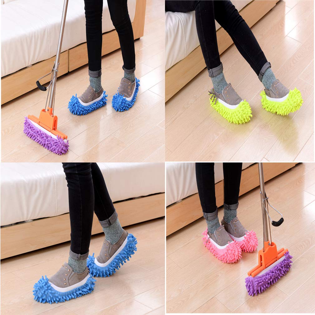 Tamicy Mop Slippers Shoes 5 Pairs (10 Pieces) - Microfiber Cleaning House Mop Slippers Floor Cleaning Tools Shoe Cover Soft Washable Reusable Microfiber Foot Socks Floor Cleaning Tools Shoe Cover