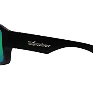 BOMBER MEGA Bomb M103GM Safety Sunglasses for Men with Matte Black frame, Green Mirror Safety Sunglass lens, Non-Slip foam lining, ANSI Z87+ Compliant, UV Protection - M103GM