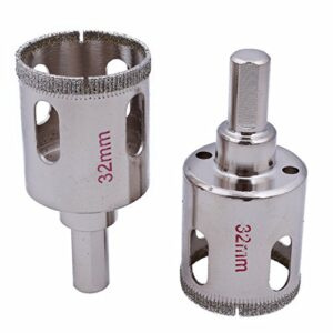 JINGLING 2Pcs 32mm 1 1/4 Inch Diamond Hole Saws Granite Drill Bit Masonry Tools for Stone