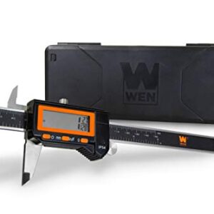 WEN 10764 Electronic 6.1" Stainless Steel Water-Resistant Digital Caliper with LCD Readout & Storage Case, IP54 Rated