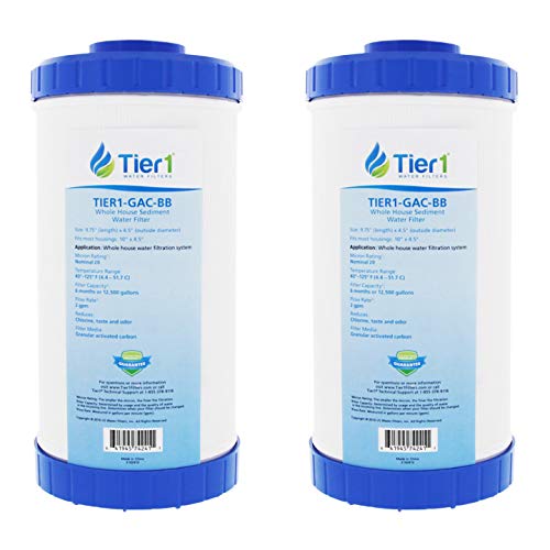 Tier1 20 Micron 10 Inch x 4.5 Inch | 2-Pack Whole House Granular Activated Carbon Block Water Filter Replacement Cartridge | Compatible with Pentek GAC-BB, 155153-43, Home Water Filter