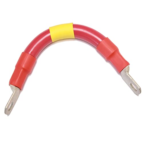 Exell Battery 2/0 Interconnecting Copper Cable, 8-inch Length with 3/8-inch Lugs, Red