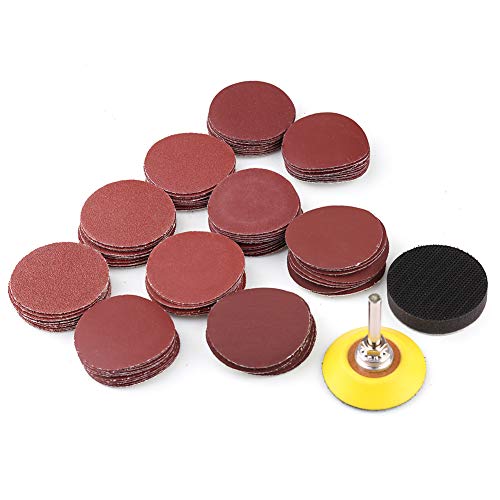 2 Inch Sanding Discs Kit, 100PCS 60-3000 Grit Sandpaper with 1/4" Shank Backing Plate and Soft Foam Buffering Pad, for Drill Grinder Rotary Tool, Hook and Loop Sand Paper Assortment Pack