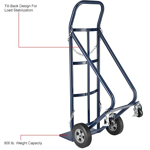 Global Industrial Tilt Back Cylinder Hand Truck with Curved Handle, 800 Lb. Capacity, 47" H