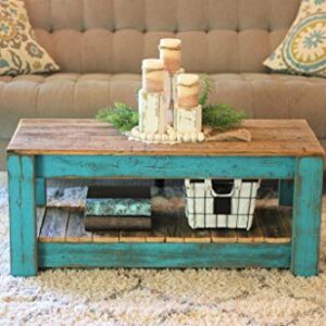 Turquoise Combo Coffee Table with Shelf