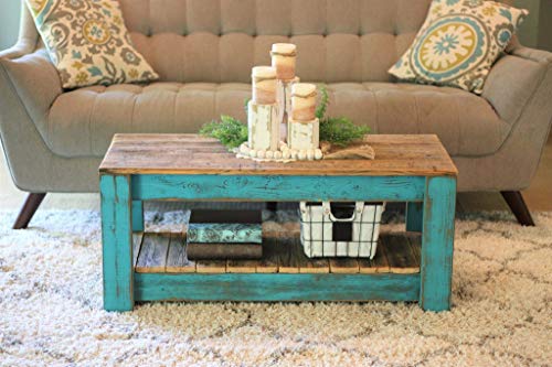 Turquoise Combo Coffee Table with Shelf