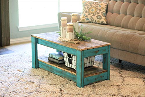 Turquoise Combo Coffee Table with Shelf