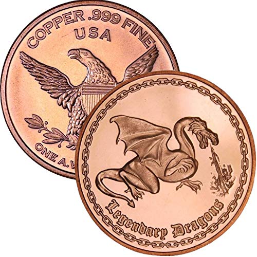 Private Mint 1 oz .999 Pure Copper Round/Challenge Coin (Legendary Dragons)