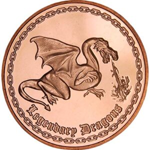 Private Mint 1 oz .999 Pure Copper Round/Challenge Coin (Legendary Dragons)