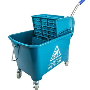 Compact Mini Mop Bucket w/Side Press Wringer 17 QT Yellow, Blue & Green by janiLink (Green)