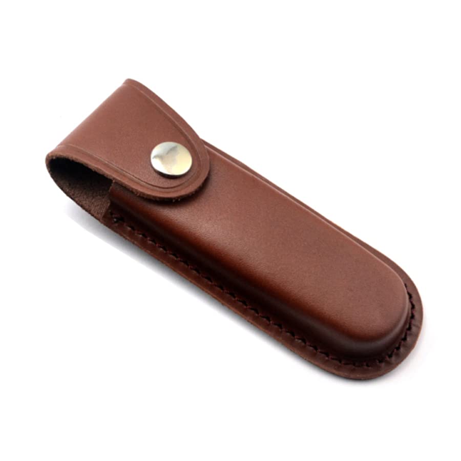 Folding Blade Pocket Knife Sheath 5 Inch Leather Knife Sheath Leather Case with Snap Closure Belt Loop Case Leather Pouch Folding Knife Sheath Holder