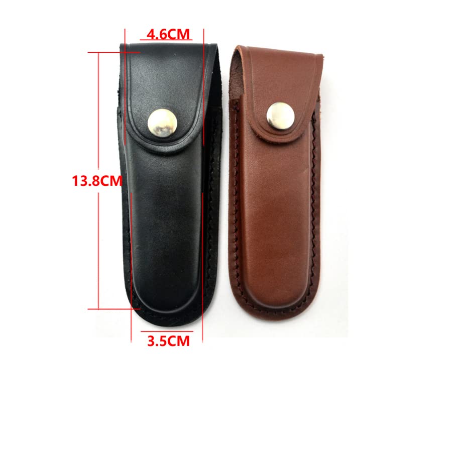 Folding Blade Pocket Knife Sheath 5 Inch Leather Knife Sheath Leather Case with Snap Closure Belt Loop Case Leather Pouch Folding Knife Sheath Holder