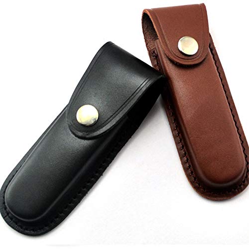 Folding Blade Pocket Knife Sheath 5 Inch Leather Knife Sheath Leather Case with Snap Closure Belt Loop Case Leather Pouch Folding Knife Sheath Holder