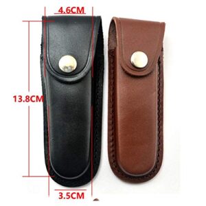 Folding Blade Pocket Knife Sheath 5 Inch Leather Knife Sheath Leather Case with Snap Closure Belt Loop Case Leather Pouch Folding Knife Sheath Holder